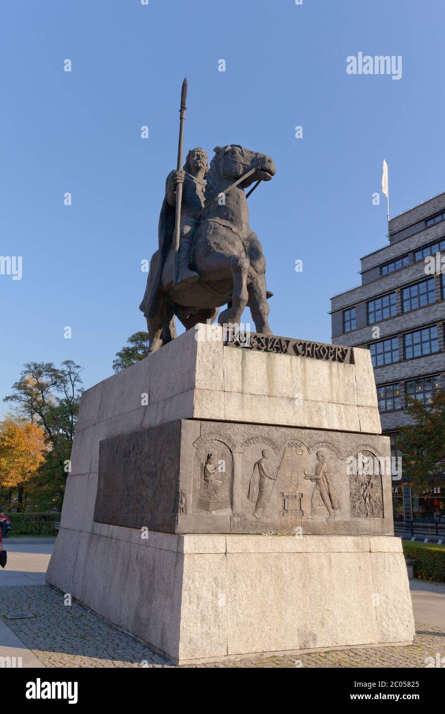 Equestrian statue of Boleslaw Chobry, Wroclaw, Poland Stock Photo - Alamy