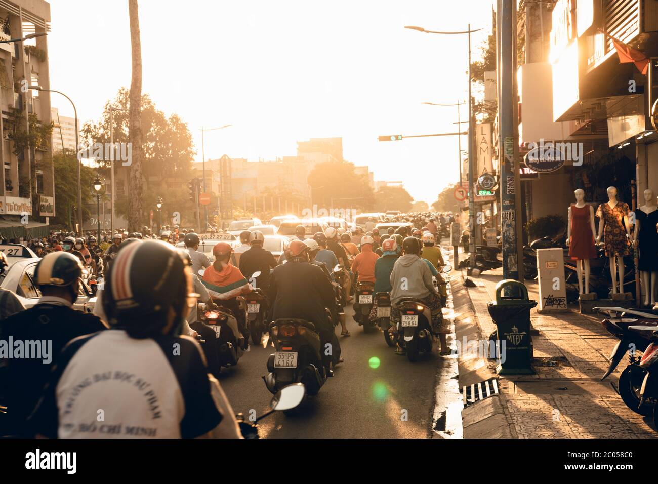 Ho Chi Minh city, Vietnam - 11 June 2020: Busy traffic jam during ...