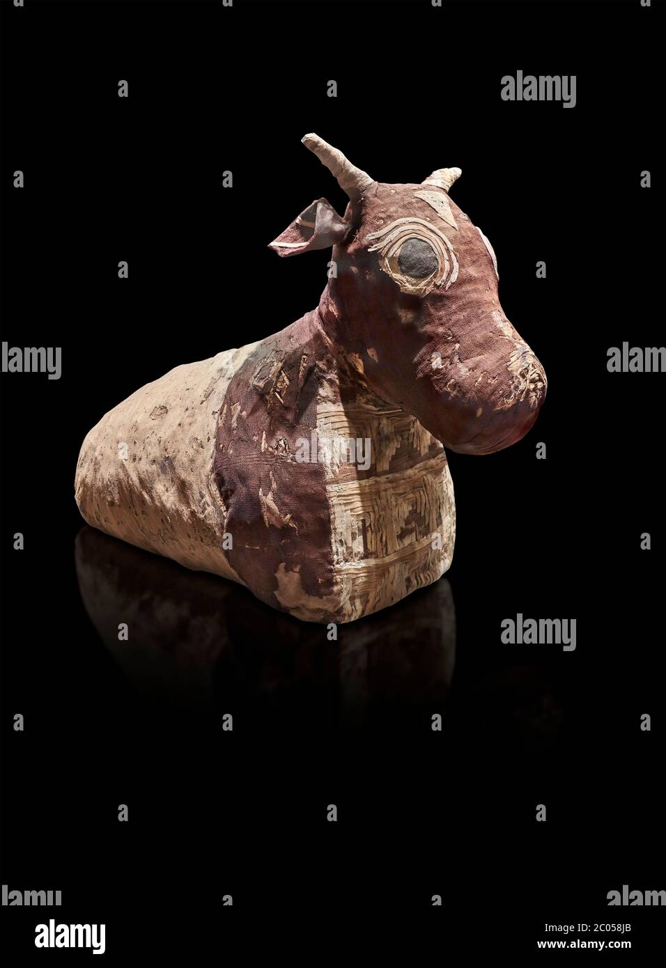 Ancient Egyptian pseudo mummy of a bull, painted linen, Late Period ...