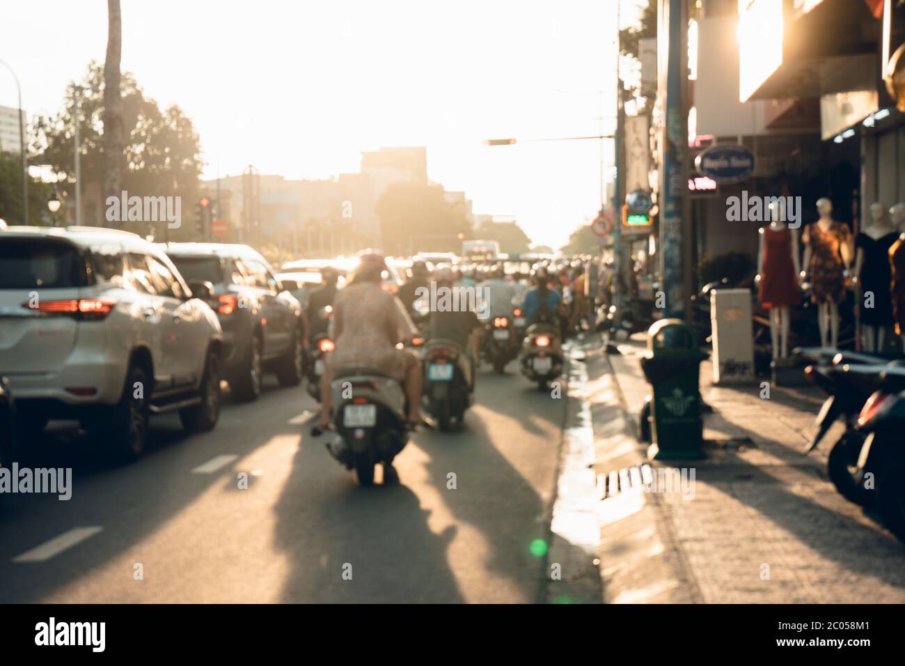 Ho Chi Minh city, Vietnam - 11 June 2020: Busy traffic jam during ...