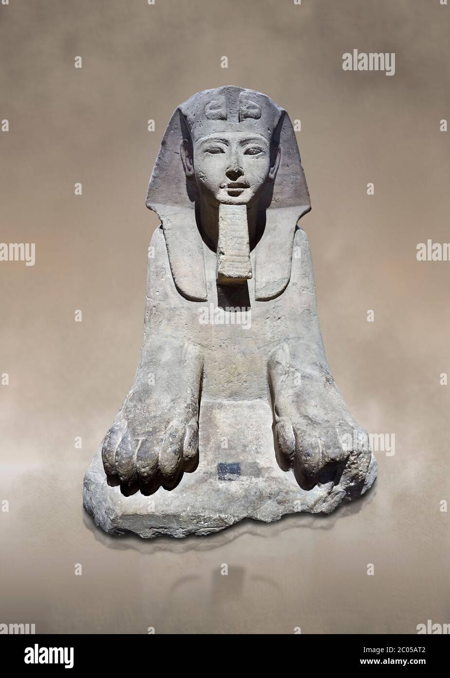 Ancient Egyptian Sphinx statue, sandstone, New Kingdom, early 19th ...
