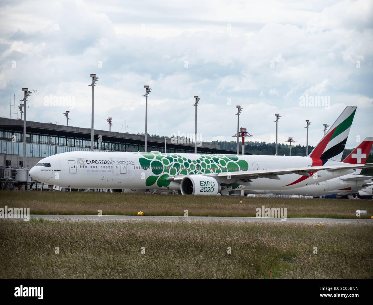 Emirates B777-300ER with the EXPO 2020 Special Livery Stock Photo - Alamy