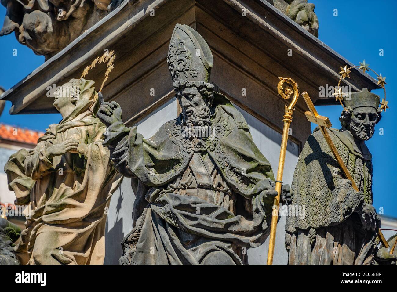 Column of the Holy Trinity, Figures of Saints, Prague, Czech Republic ...