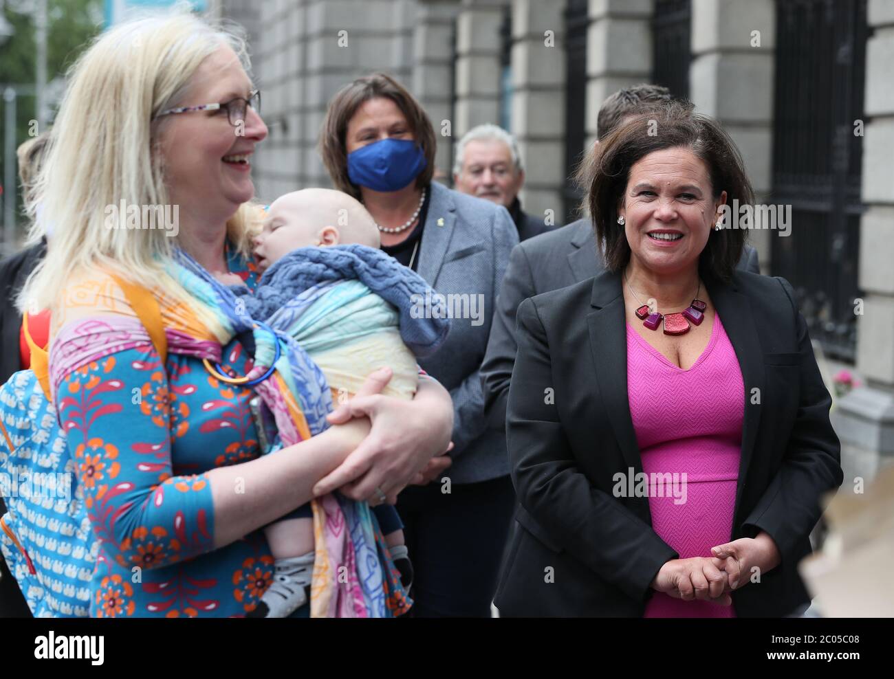 Sinn Fein leader Mary Lou McDonald (right) in conversation with Paula ...