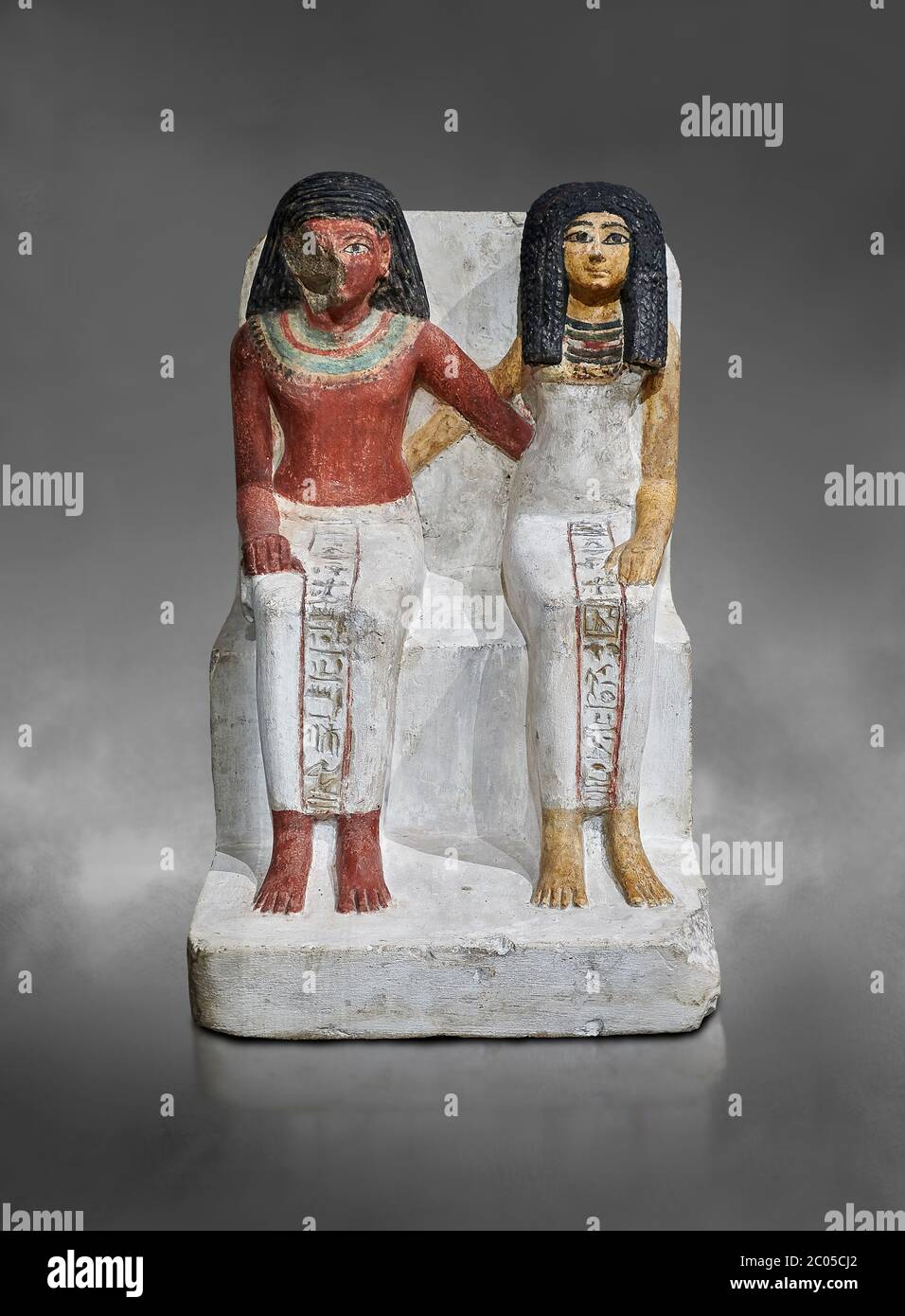 Ancient Egyptian statue of Amenmes and his wife Taka, New Kingdom, 18th ...