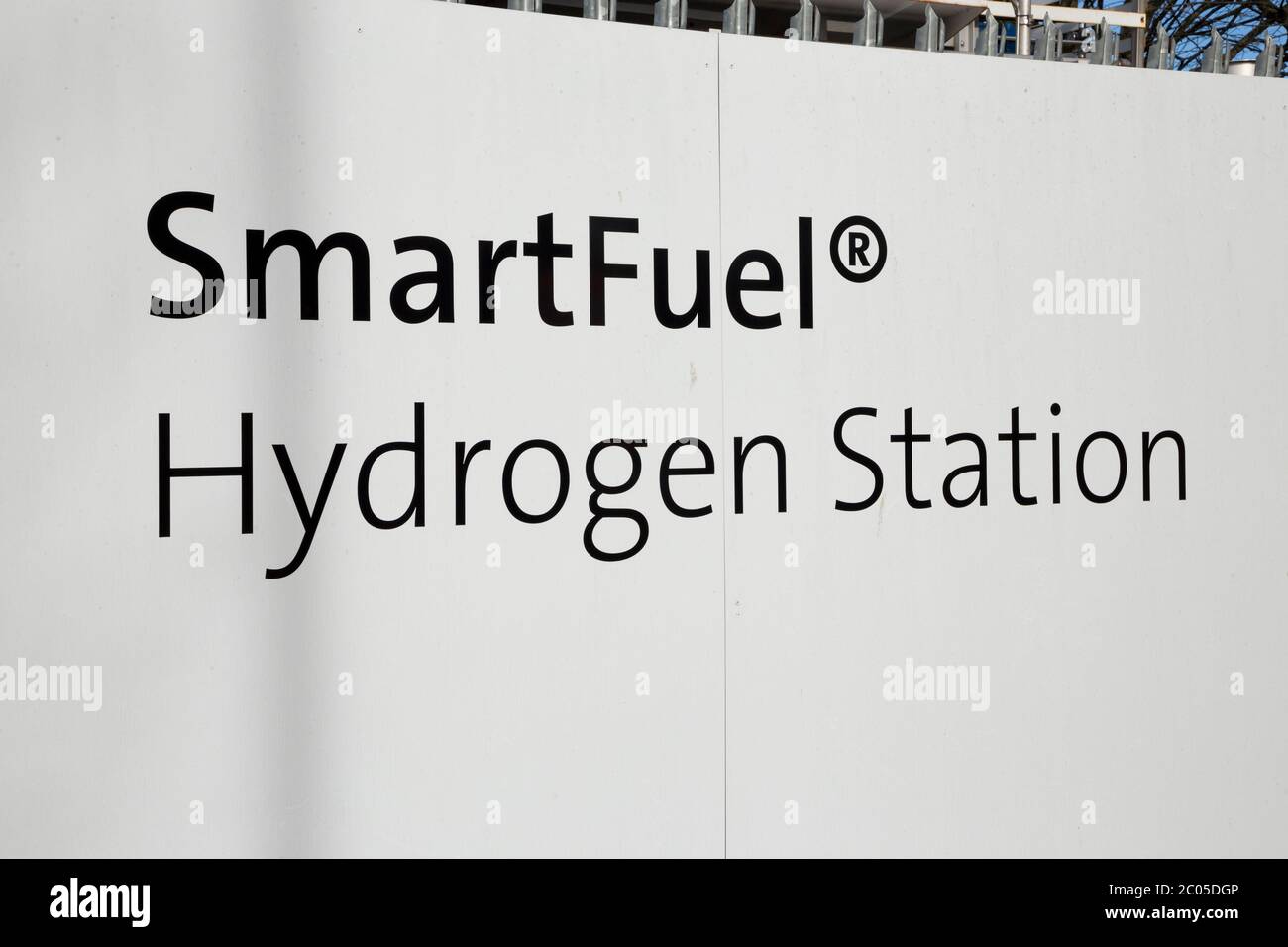 Hydrogen fuel station (SmartFuel brand) at a Sainsburys supermarket ...