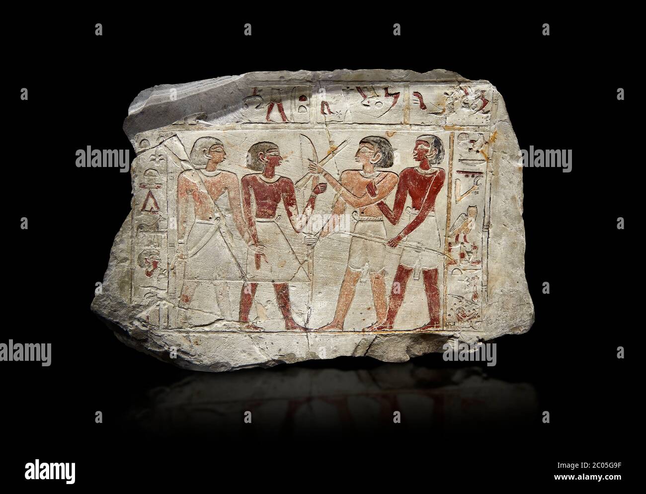 Ancient Egyptian stele of 2 pairs of archers of different ethnic groups ...