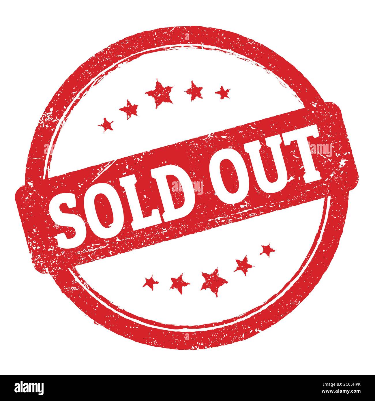 SOLD OUT red round grungy stamp Stock Photo - Alamy