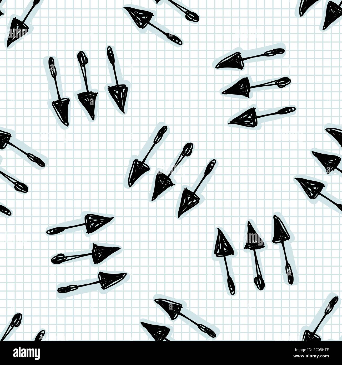 Seamless doodle arrow sketches vector pattern. Simple hand drawn narrow ...