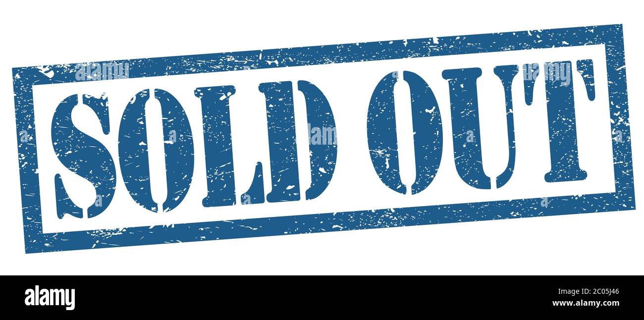 SOLD OUT blue grungy stamp Stock Photo - Alamy