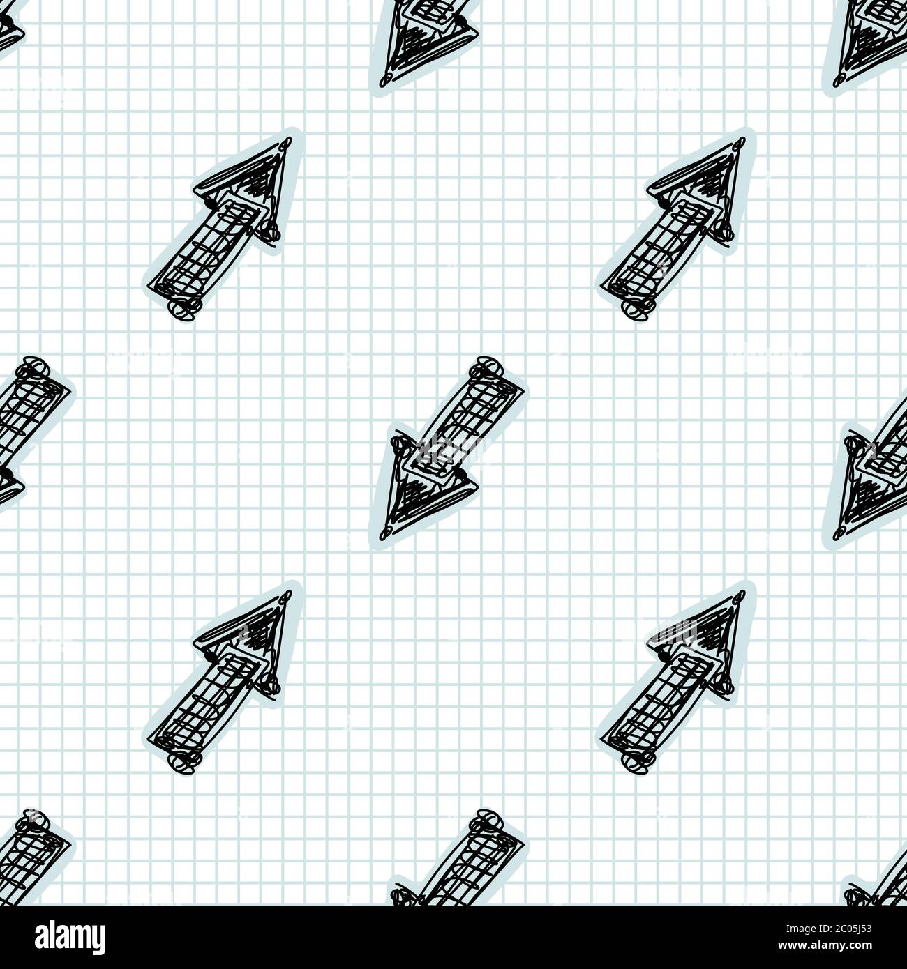 Seamless doodle arrow sketches vector pattern. Simple hand drawn narrow ...