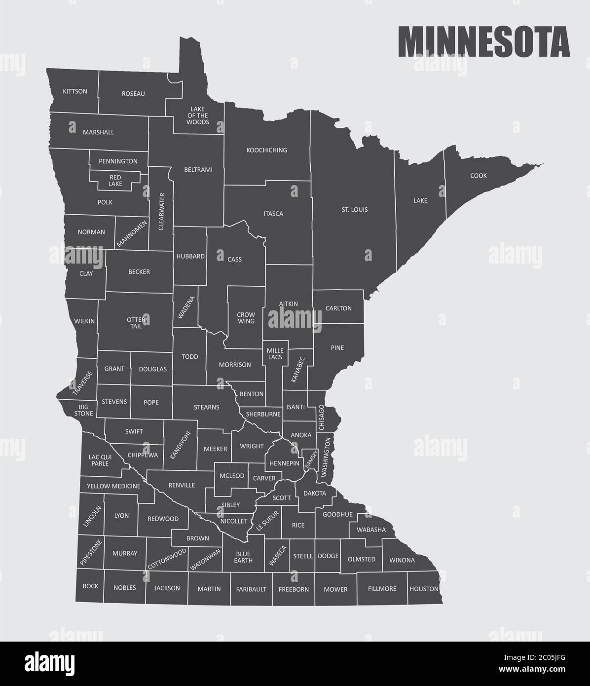Minnesota County Map Stock Vector Image & Art - Alamy