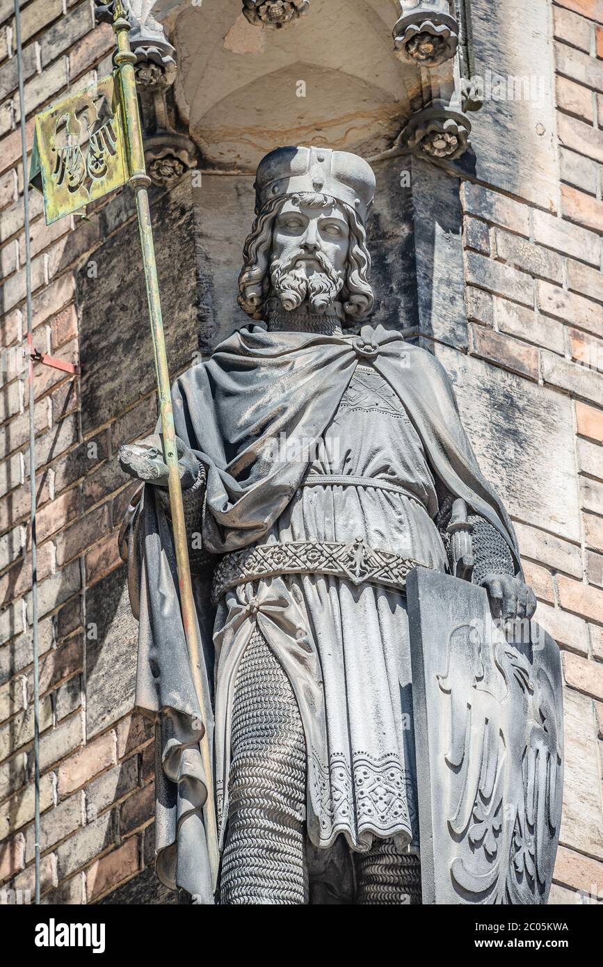 Ancient statue of Knight at Saint Vitus Cathedral in Prague, Czech ...