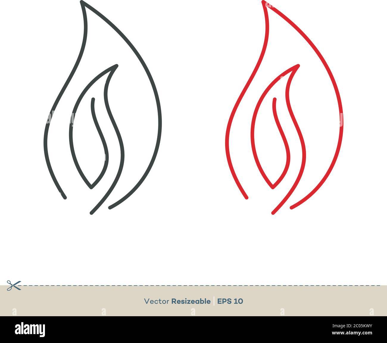 Line Art Flame Icon Vector logo Template Illustration Design. Vector ...