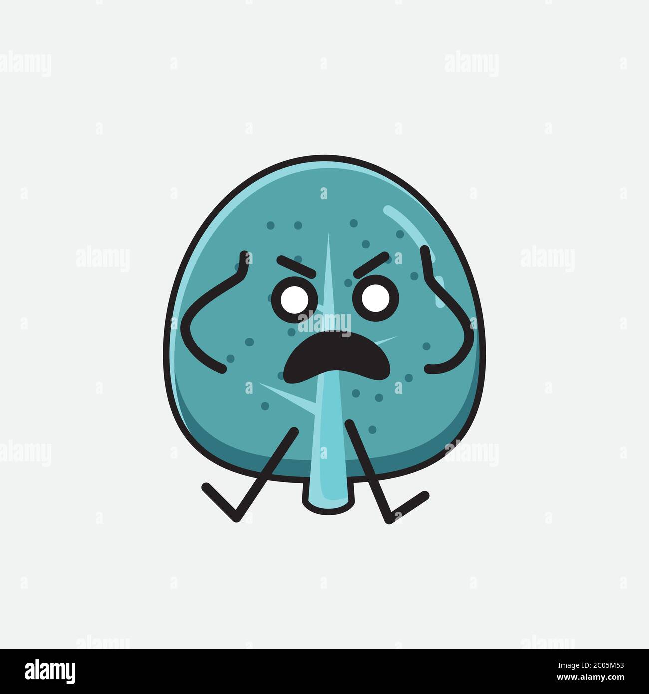 An illustration of Cute Blue Tree Mascot Vector Character in Flat ...