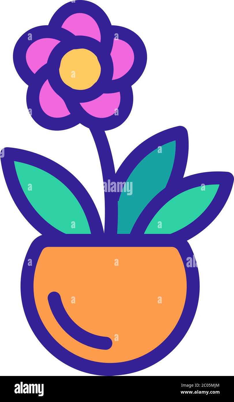 potting flower icon vector outline illustration Stock Vector Image ...