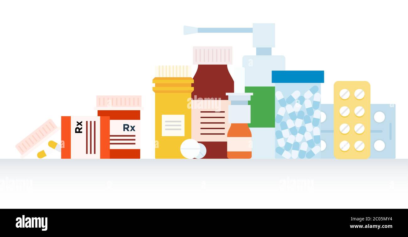 Collection medicament colorful vector illustration in flat style Stock ...