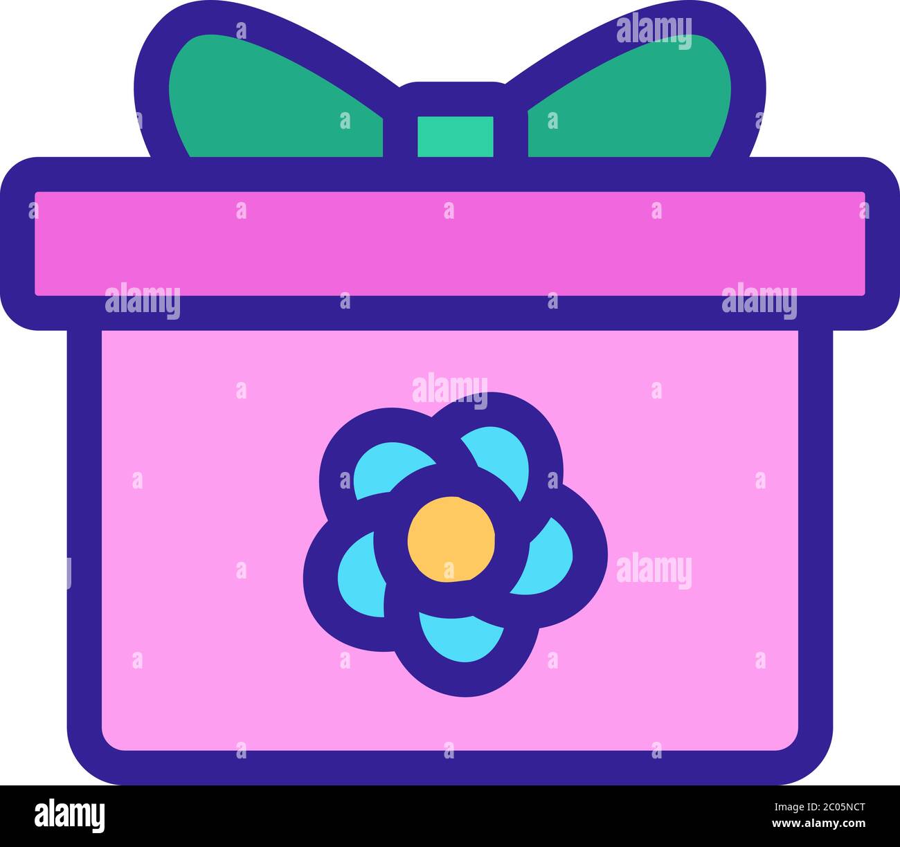 flower gift box icon vector outline illustration Stock Vector Image ...