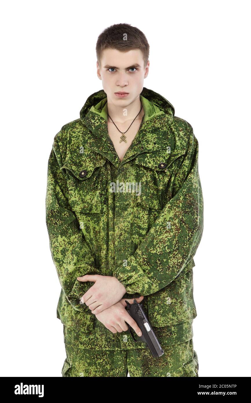 Military Man With Gun Stock Photo - Alamy