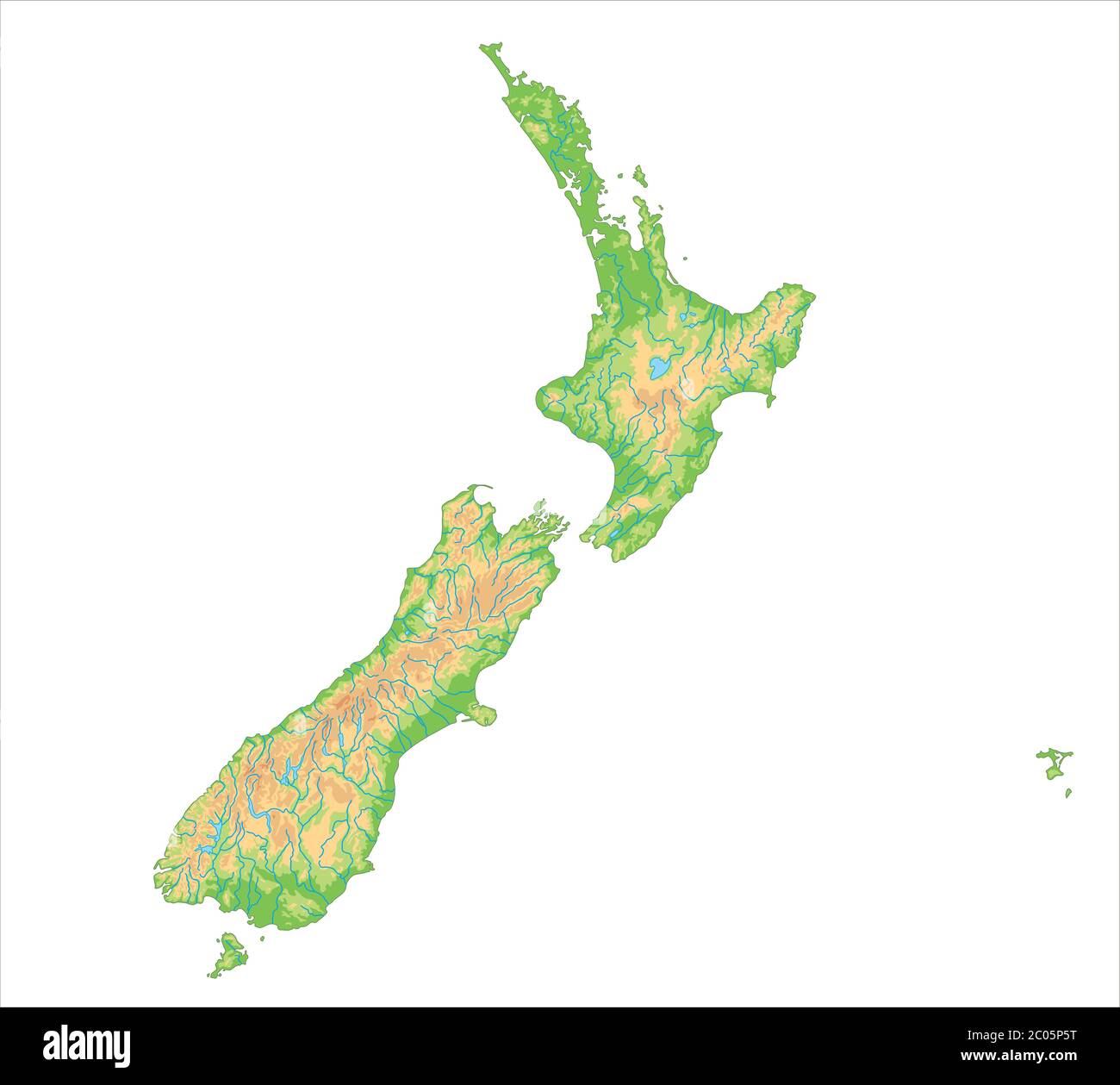 High detailed New Zealand physical map Stock Vector Image & Art - Alamy