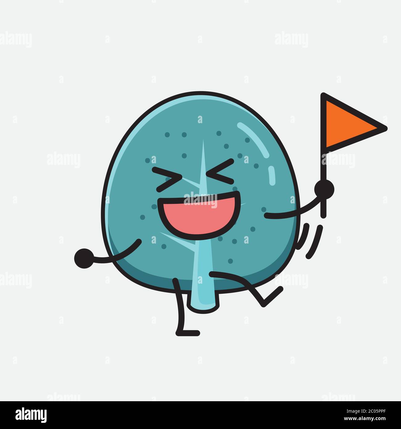 An illustration of Cute Blue Tree Mascot Vector Character in Flat ...
