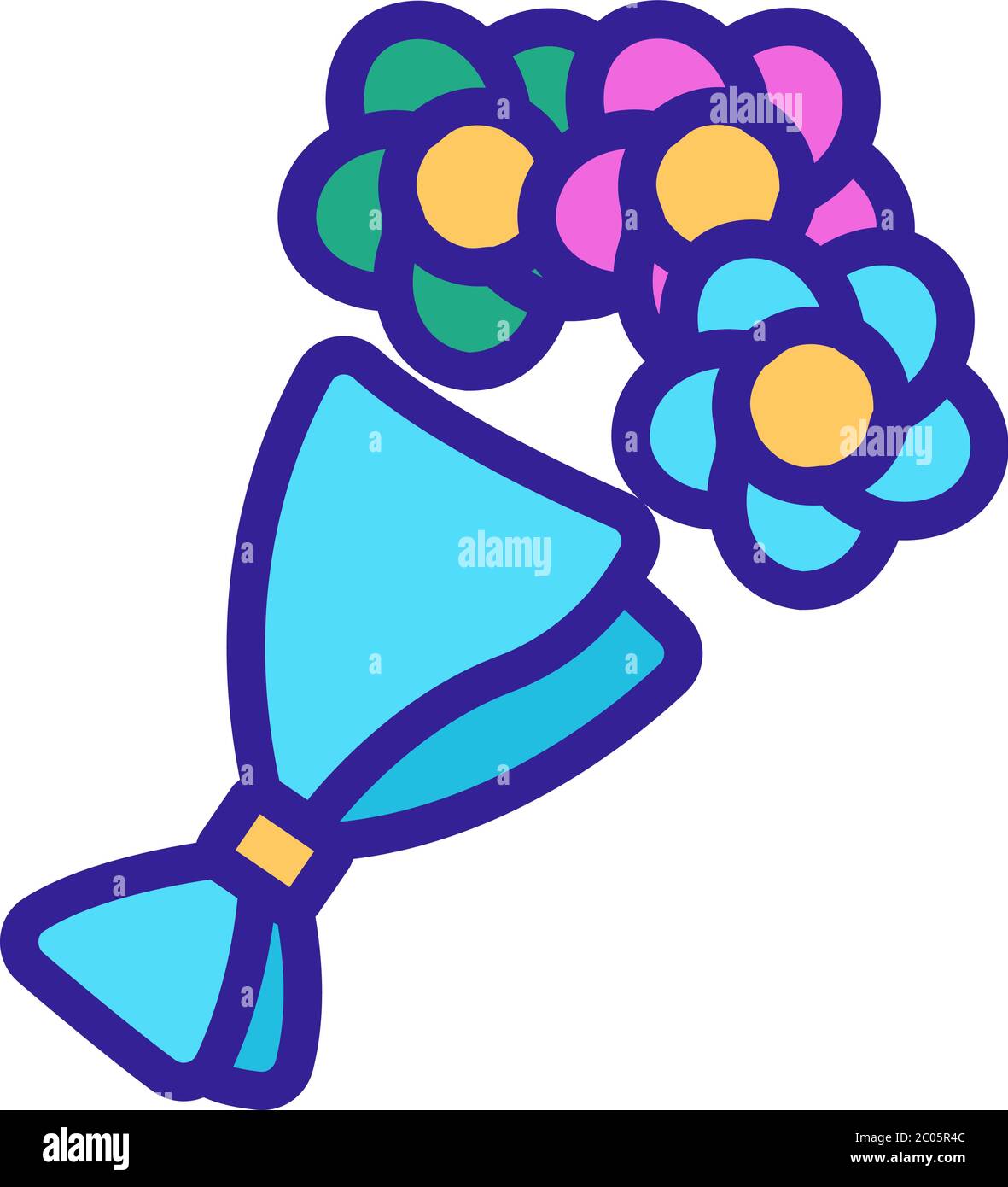 flower bouquet icon vector outline illustration Stock Vector Image ...