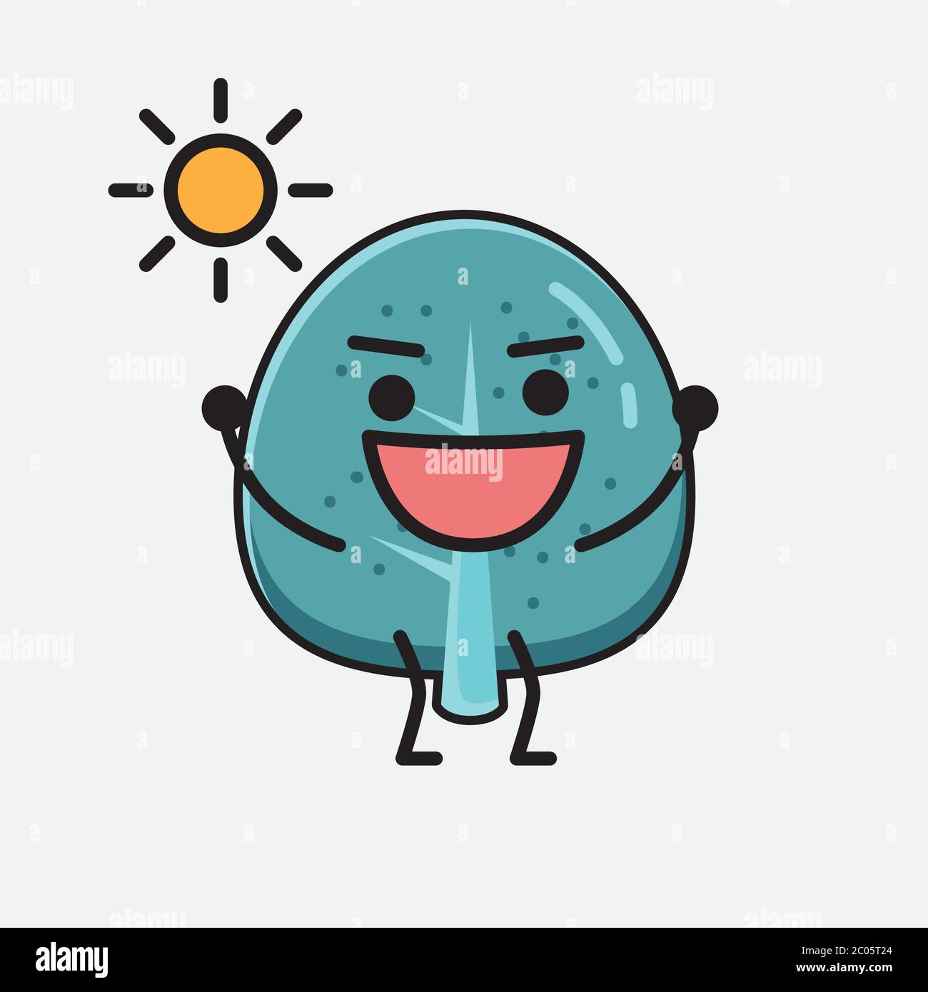 An illustration of Cute Blue Tree Mascot Vector Character in Flat ...