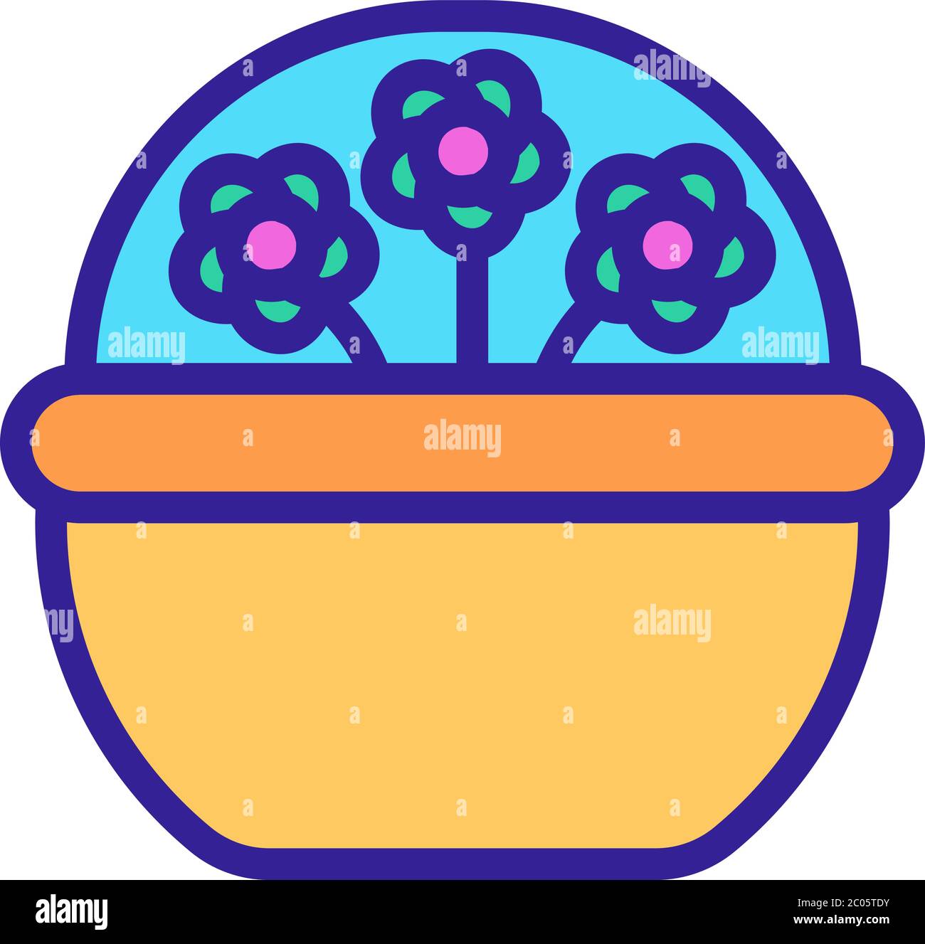 flowers in bucket icon vector outline illustration Stock Vector Image ...