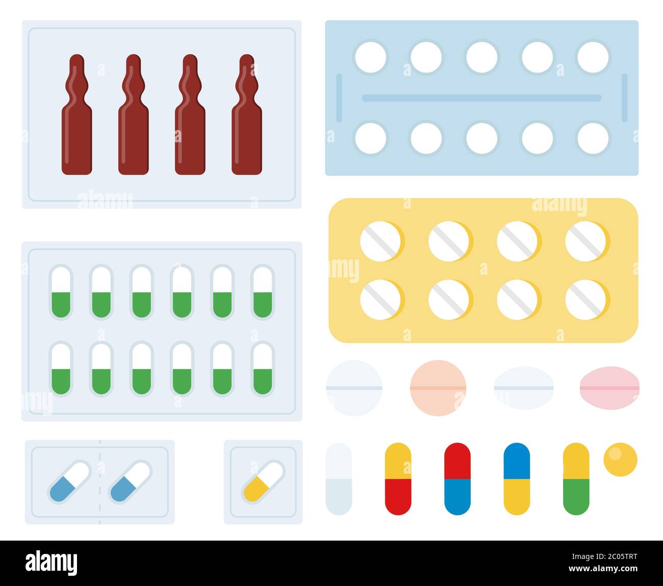 Tablets set of different shapes in blister pack Stock Vector Image ...