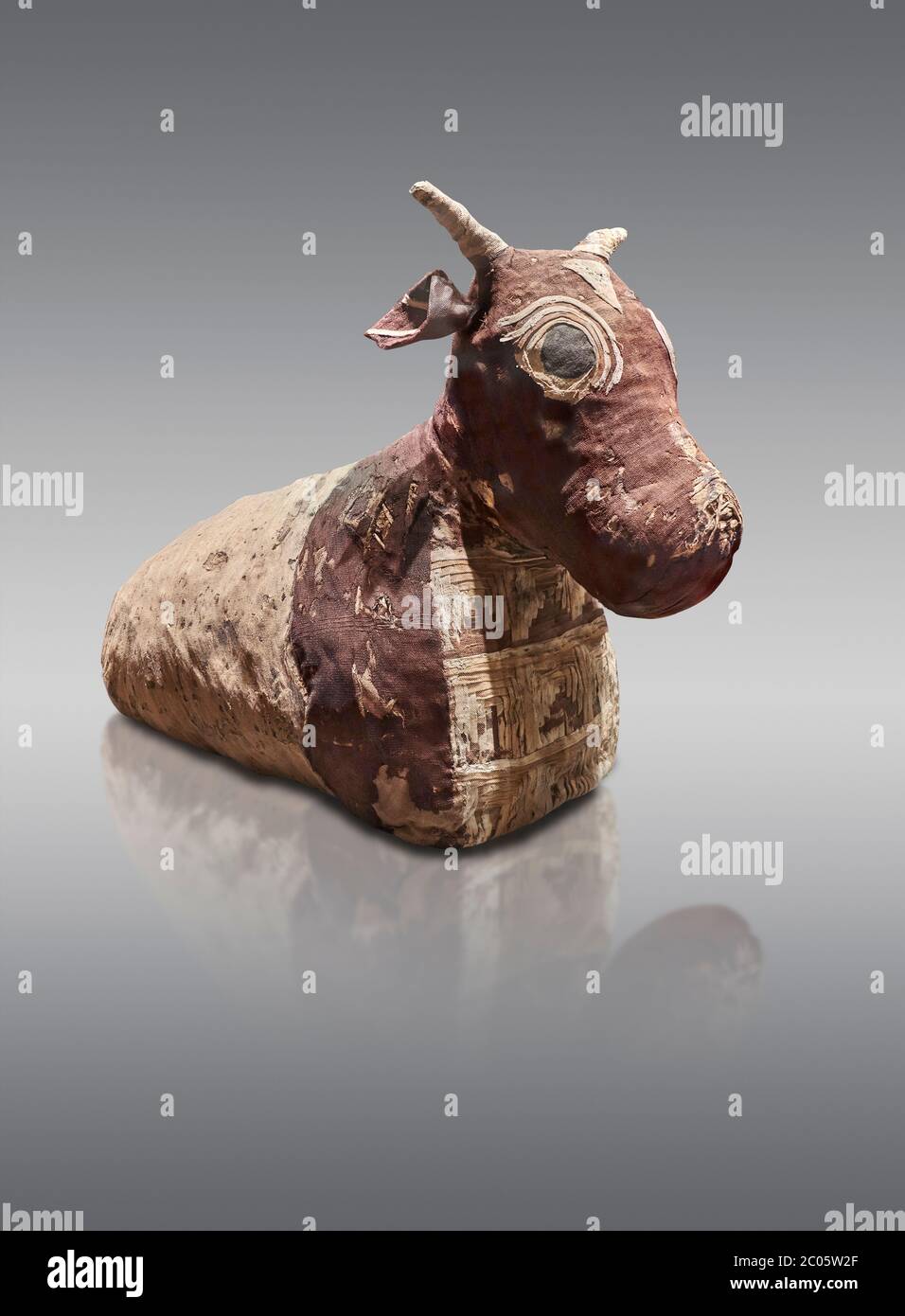 Ancient Egyptian pseudo mummy of a bull, painted linen, Late Period ...