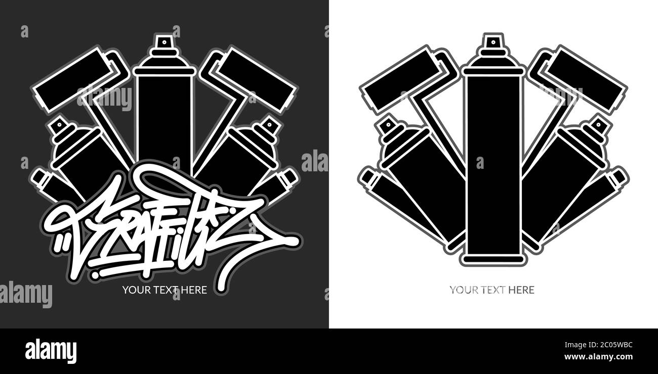 Abstract Graffiti Logo With Spray Cans And Markers Vector Illustration ...