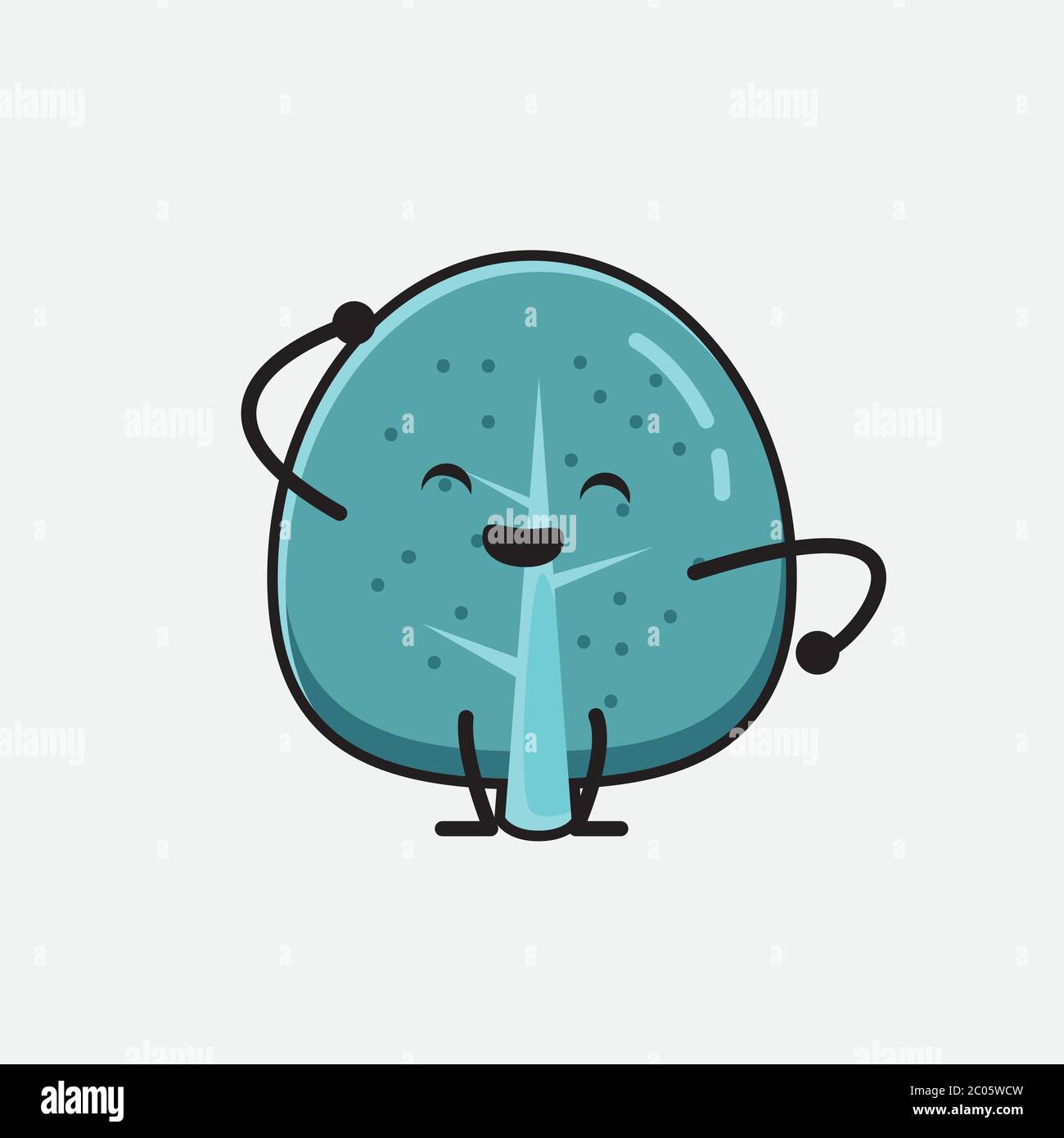An illustration of Cute Blue Tree Mascot Vector Character in Flat ...