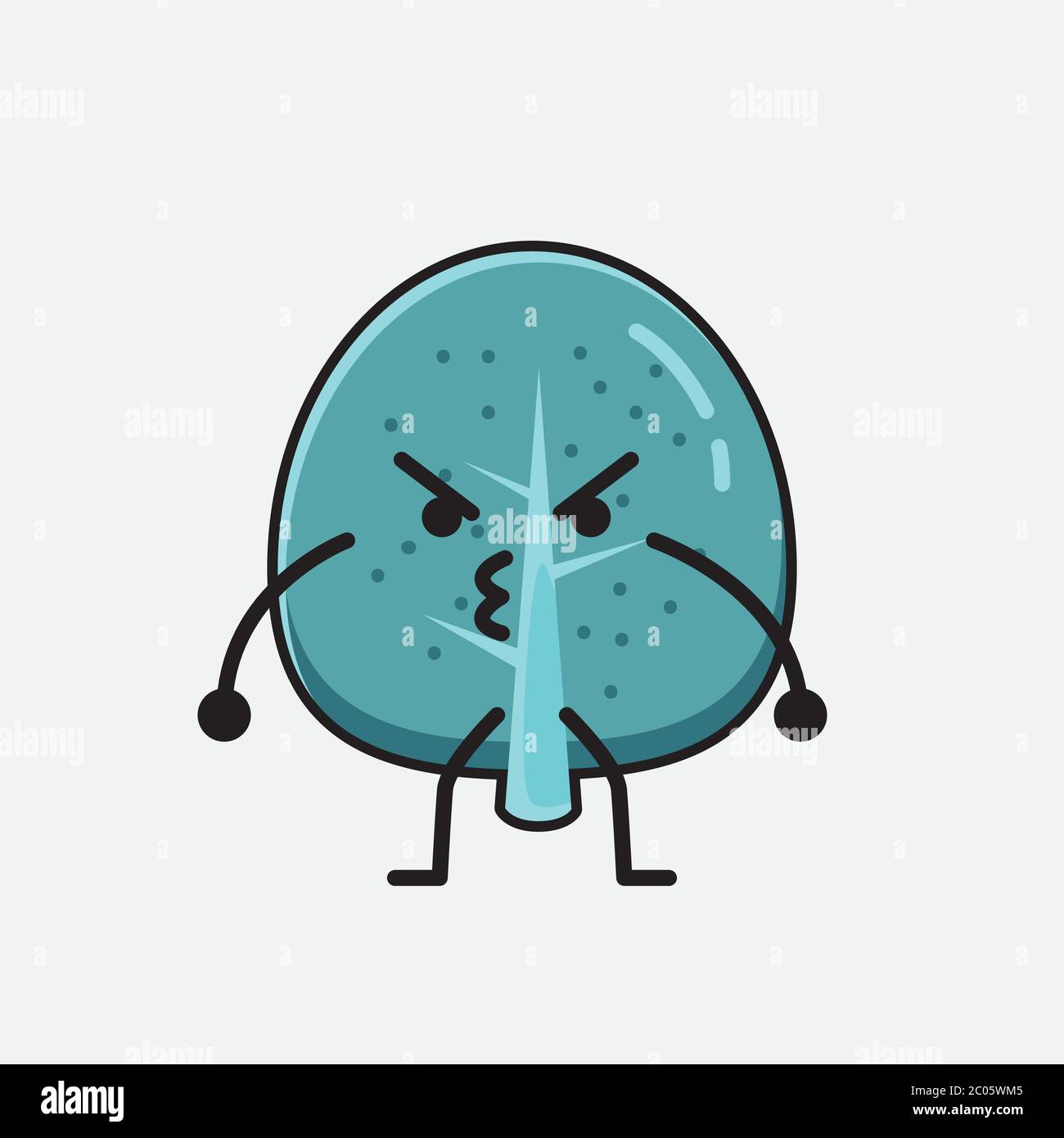 An illustration of Cute Blue Tree Mascot Vector Character in Flat ...