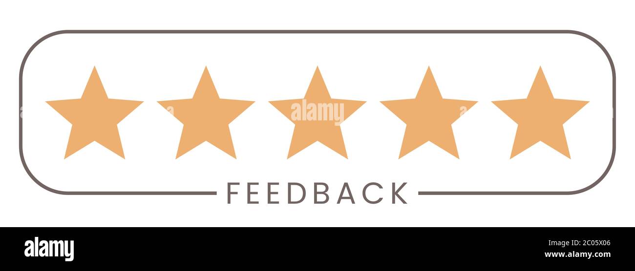 Good feedback logo design. Five golden stars in frame and text vector ...