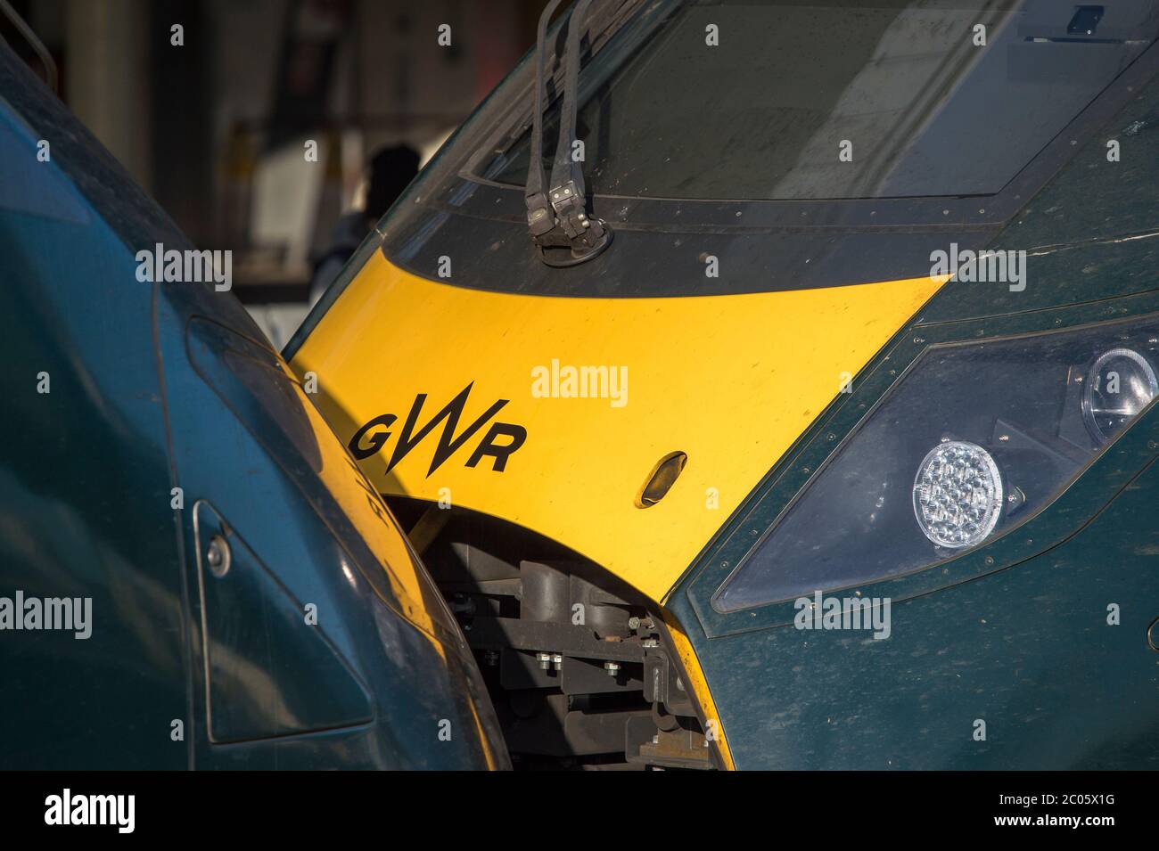 Intercity Express passenger trains in GWR livery waiting at Bristol ...