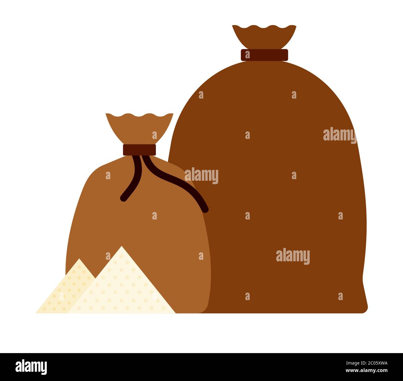 Bags with bulk substance, poison, toxic powder vector icon flat ...