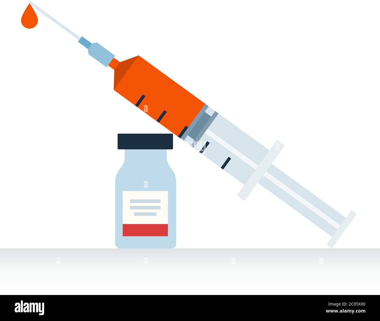 Syringe with glass vial vector icon flat isolated Stock Vector Image ...