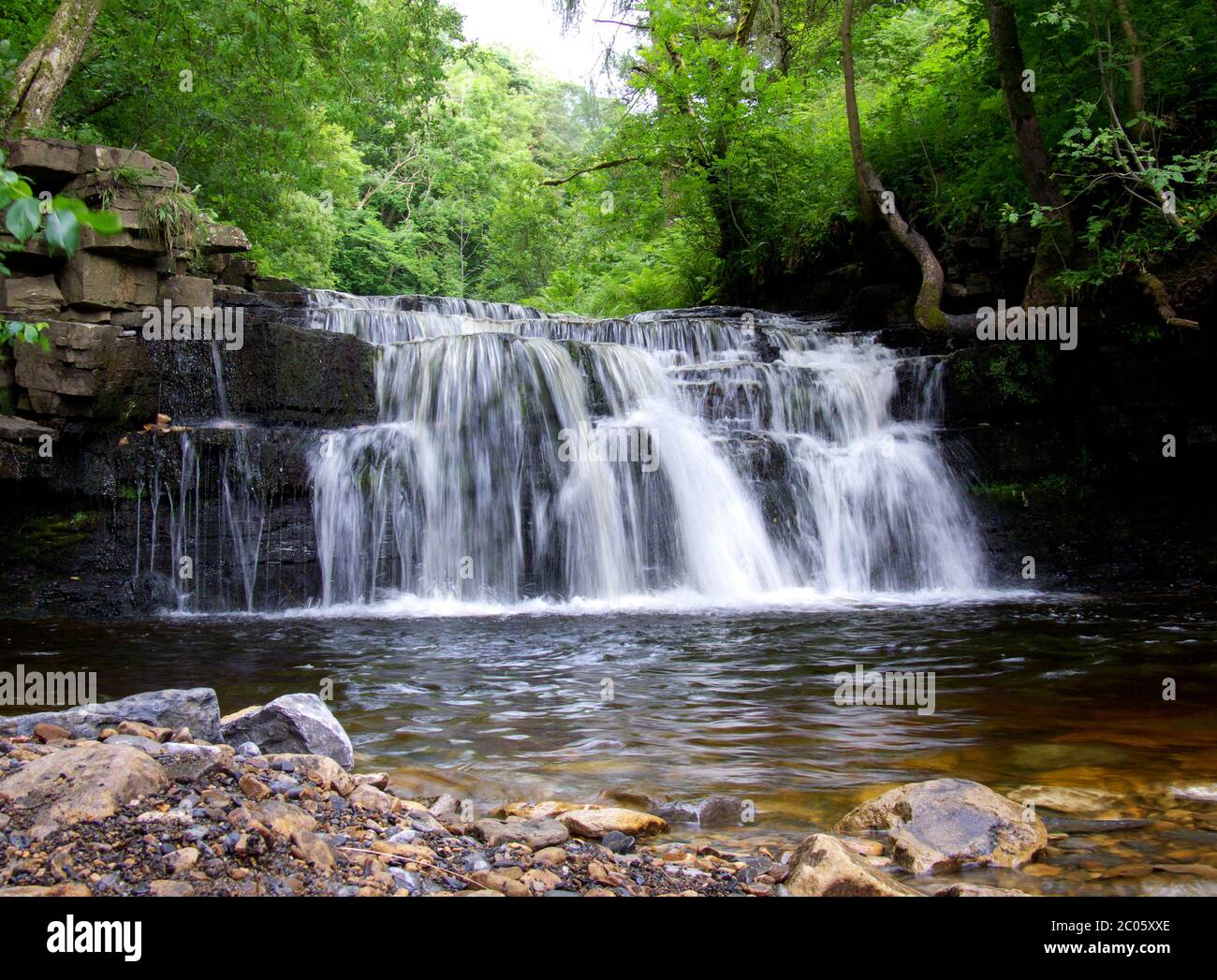 A waterfall on Ashgill Beck in the North Pennines, near Alston, Cumbria ...