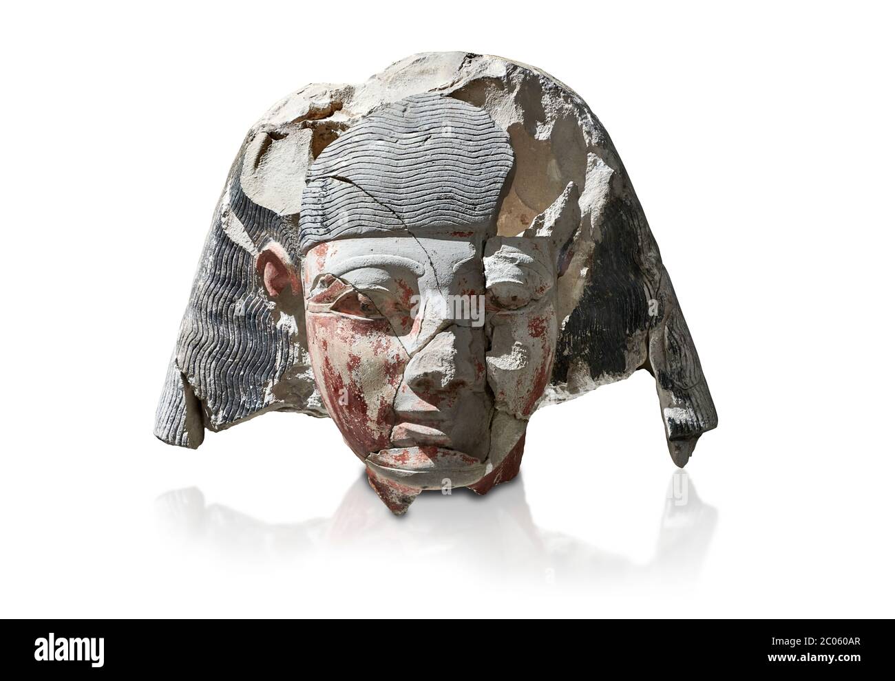 Ancient Egyptian statue head of a monarch, limestone, Middle Kingdom ...