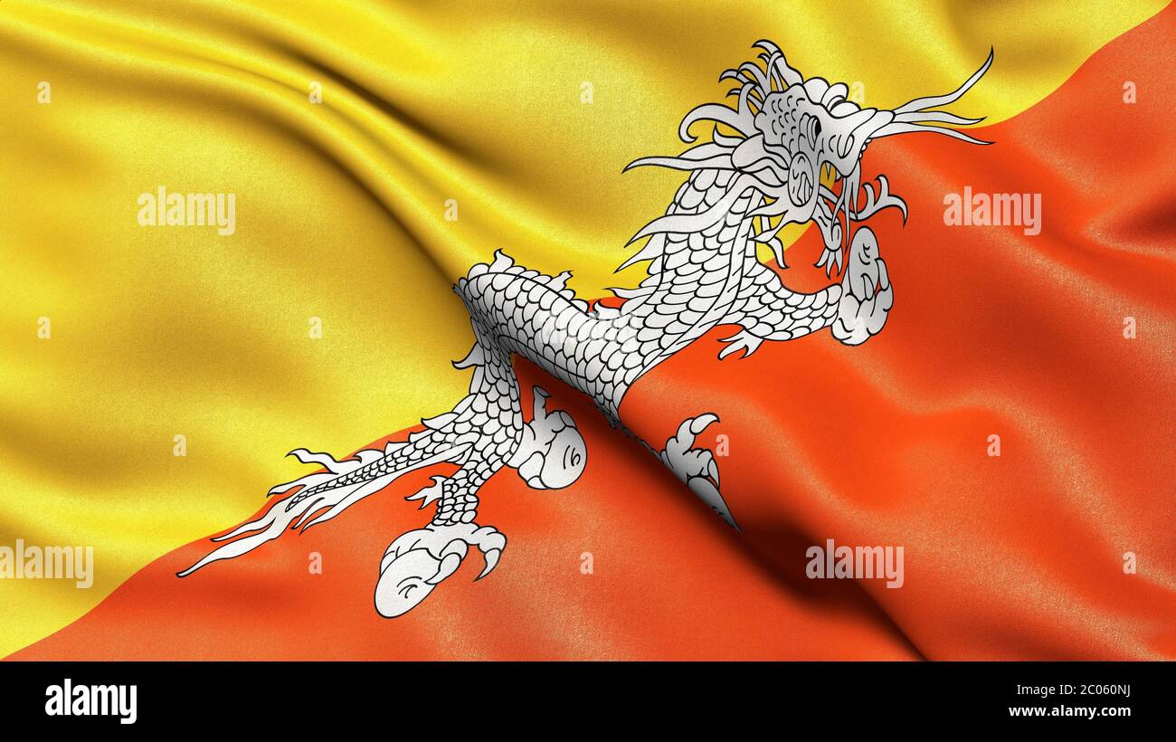 3D representation, waving flag of Bhutan Stock Photo - Alamy