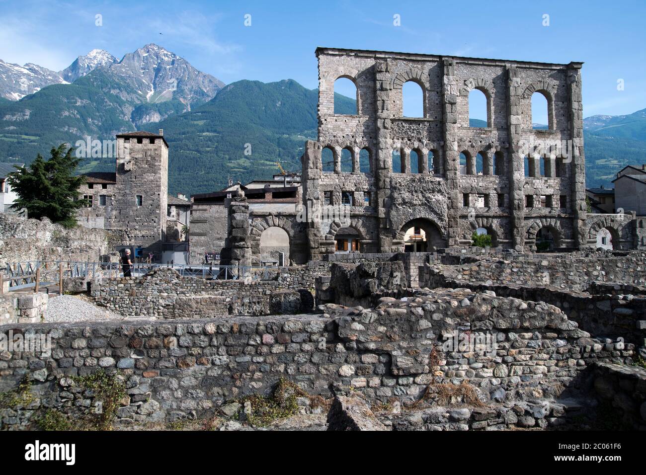 Aosta open-air museum, ancient ruins, Roman theatre, Aosta, Valle d ...