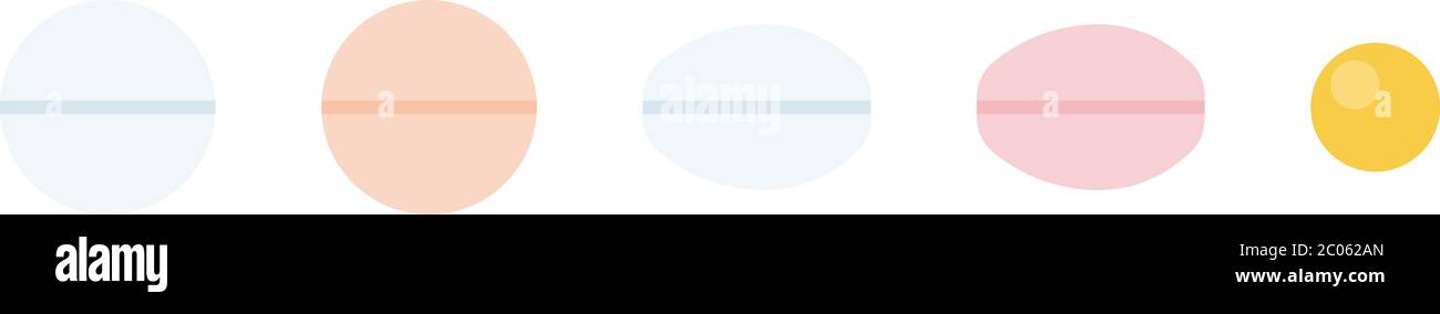 Colored tablets set of different shapes vector icon flat isolated Stock ...