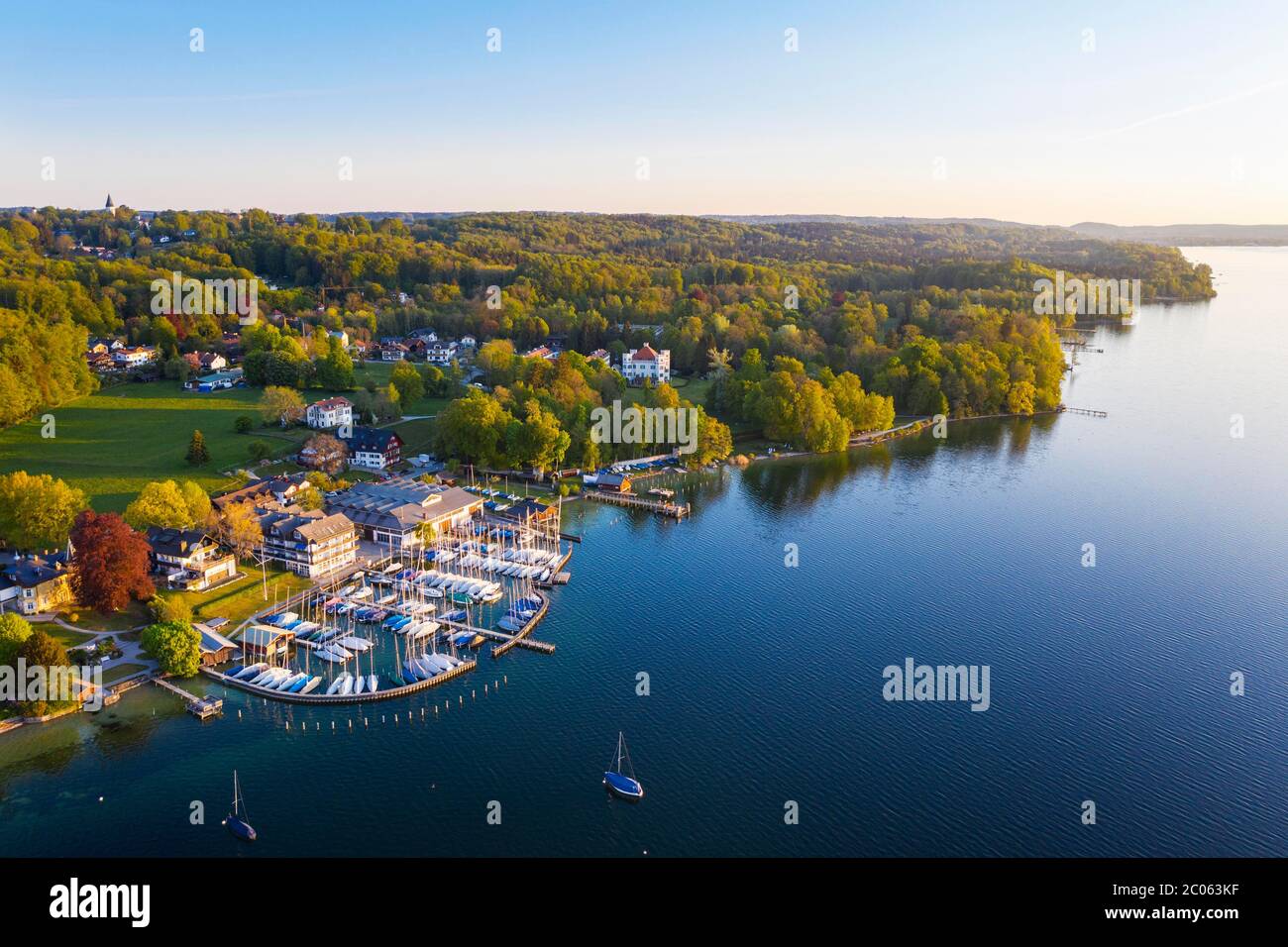 Marina Possenhofen and Castle Possenhofen, Starnberger See, near ...