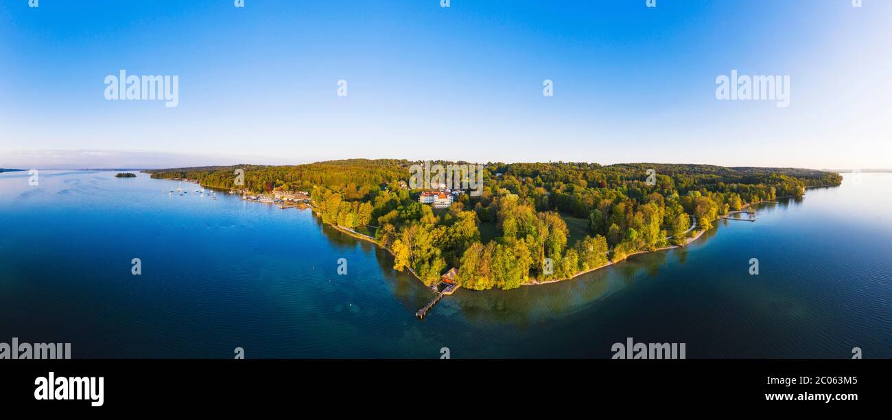 Panorama, Castle Possenhofen, Starnberger See, near Poecking ...