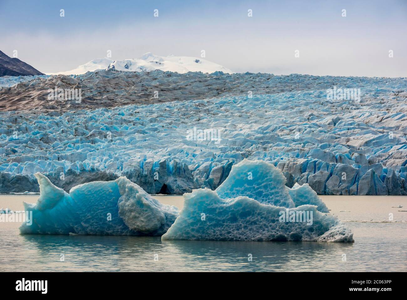 The grey glacier flows into lake grey hi-res stock photography and ...