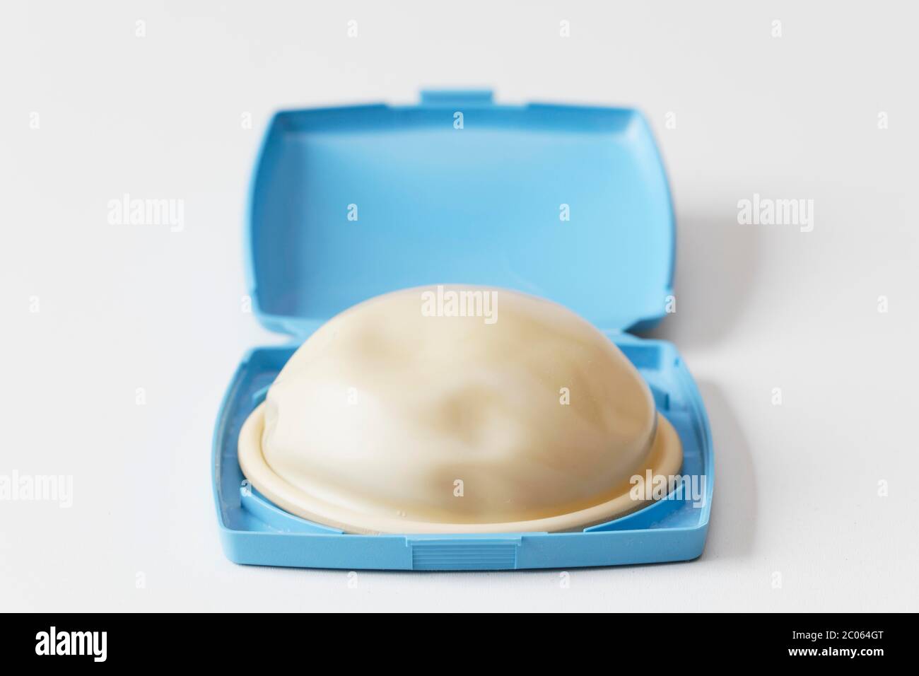 Diaphragm or vaginal pessary in storage box, mechanical means for ...