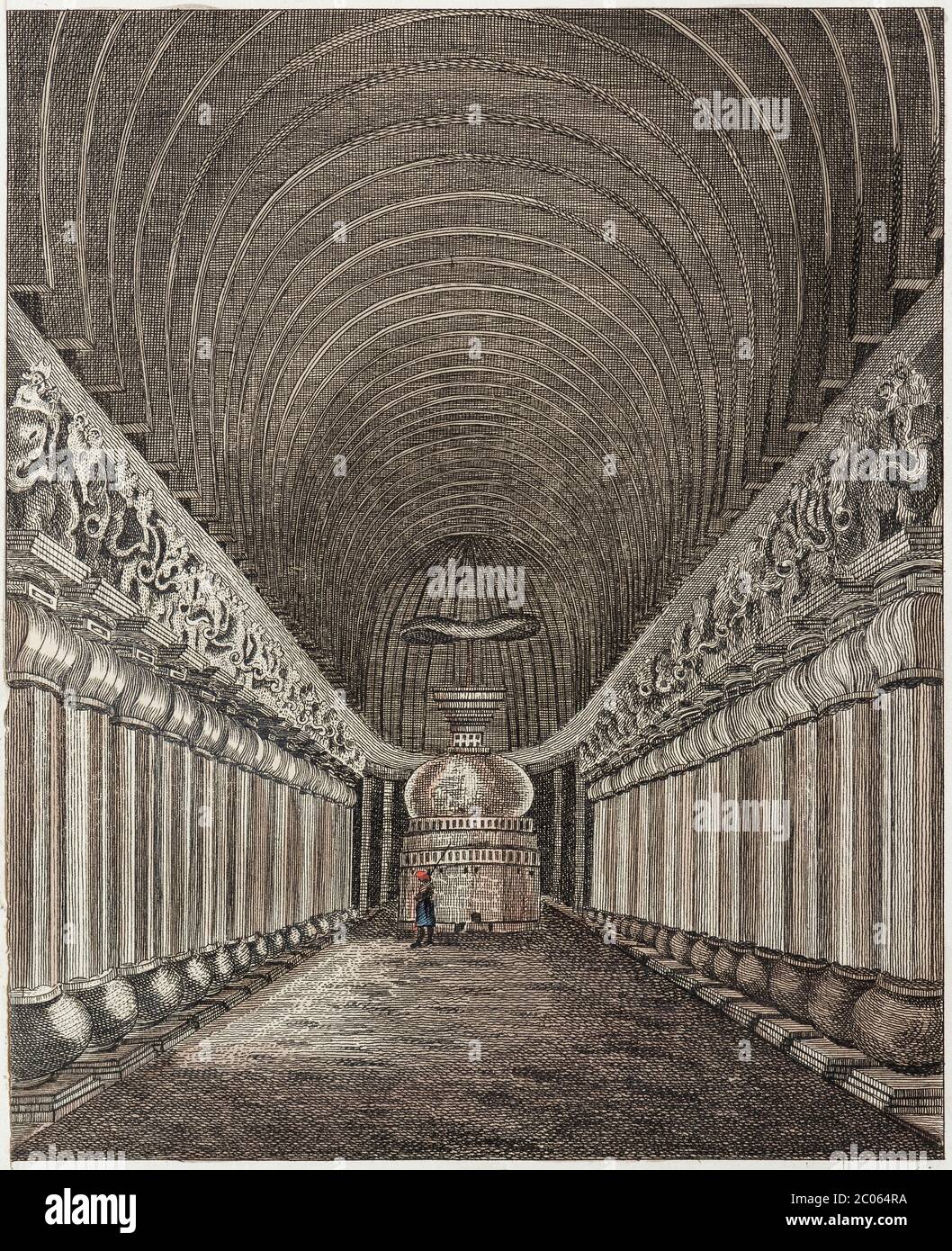 Cave Monastery Karla, Maharashtra, India, hand-coloured copperplate ...