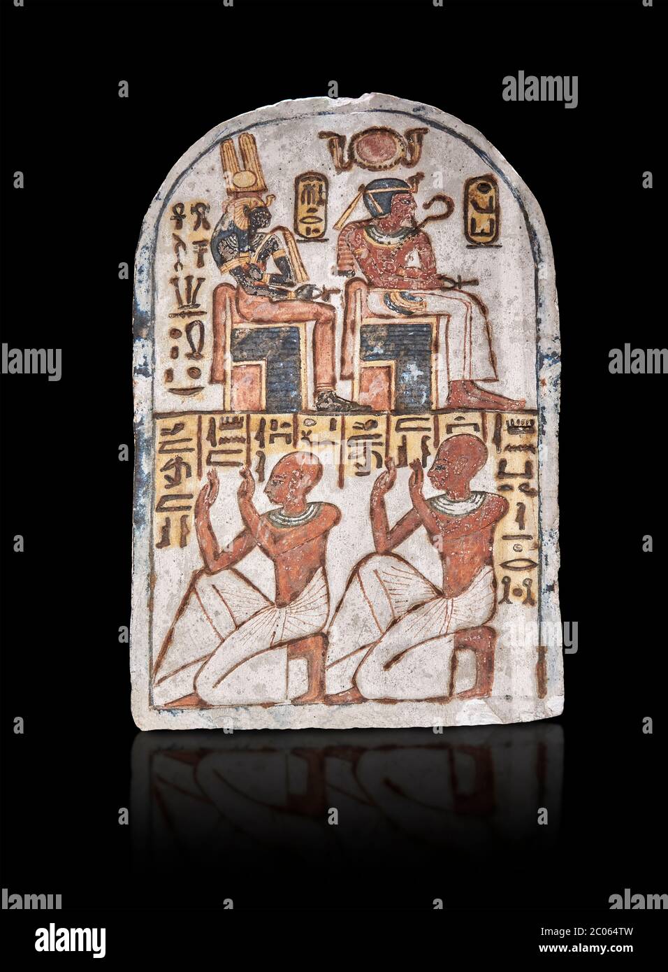 Ancient Egyptian Stele of Amenemope dedicated to Amenhotep I and Ahmose ...