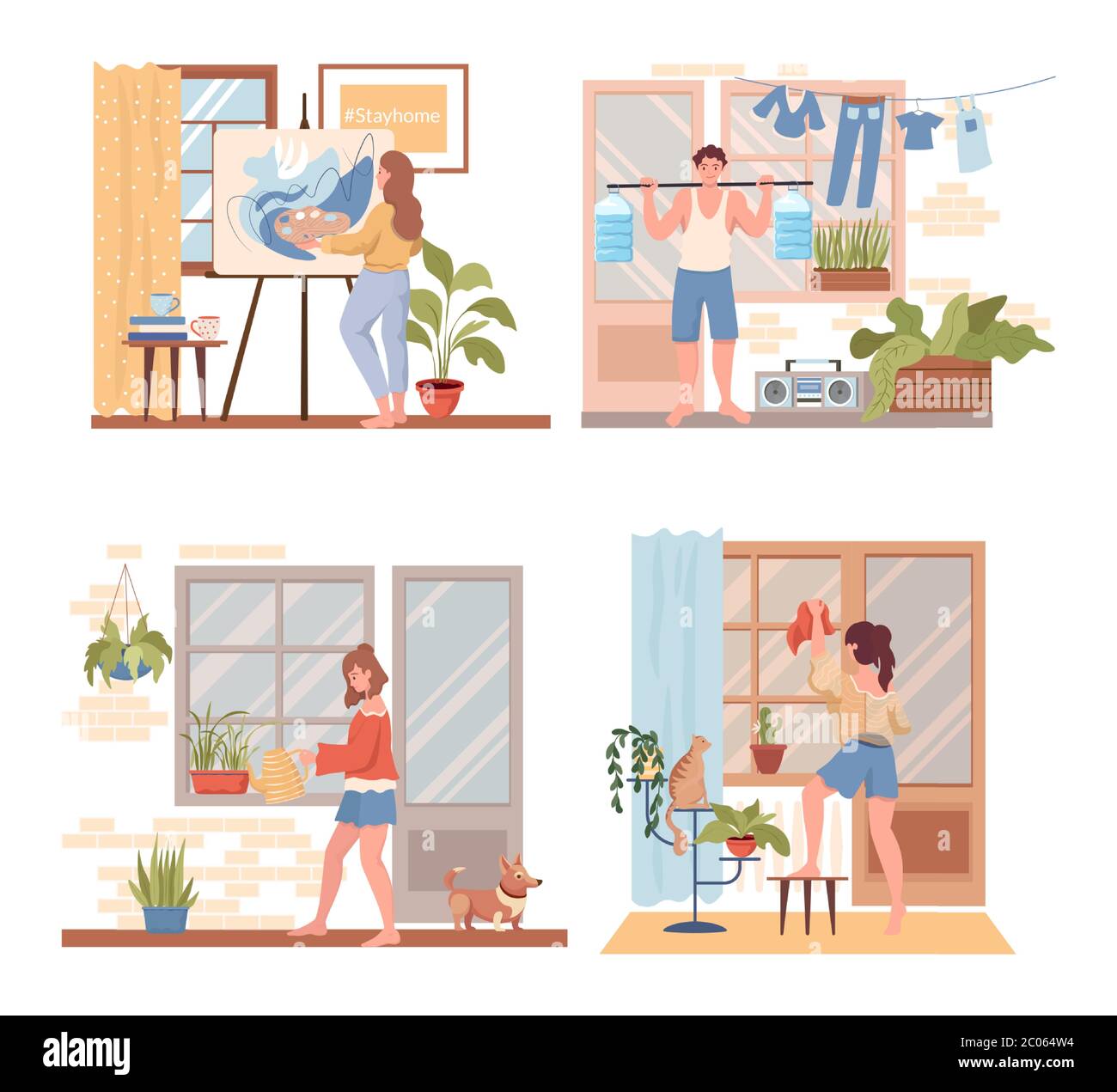 Watering house plants Cut Out Stock Images & Pictures - Alamy