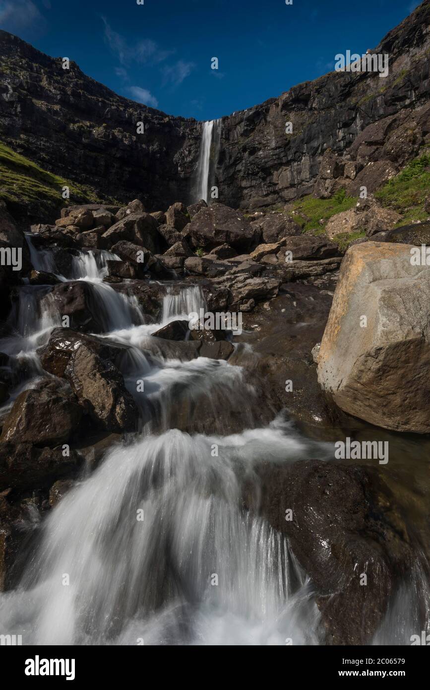 Fossa Waterfall, largest waterfall in the Faroe Islands, Streymoy ...